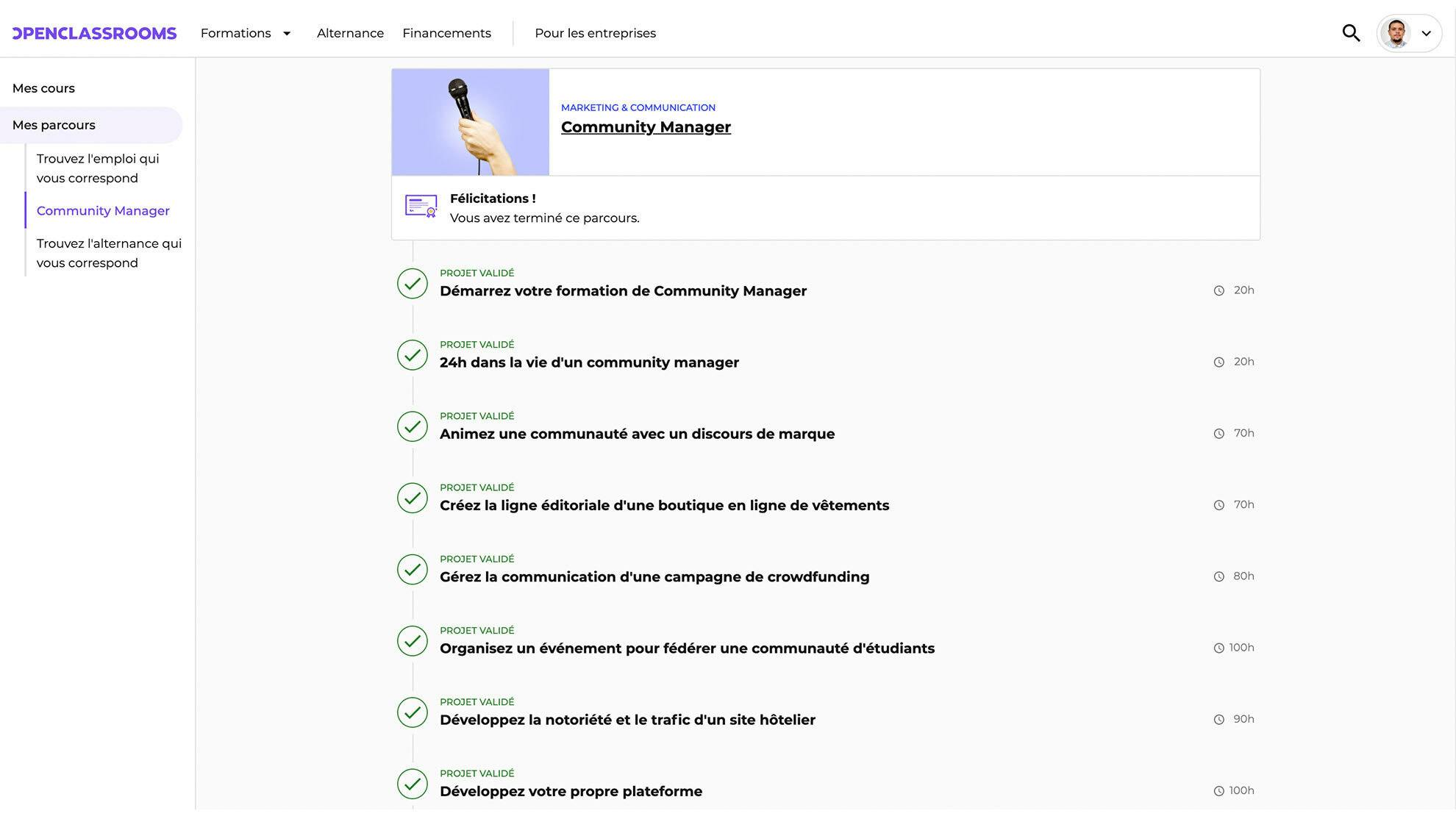 Formation en alternance - OpenClassrooms